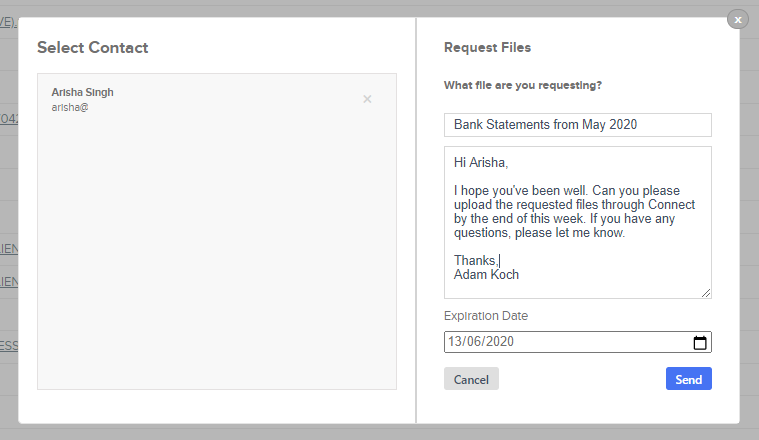 How do I request a file from my client?