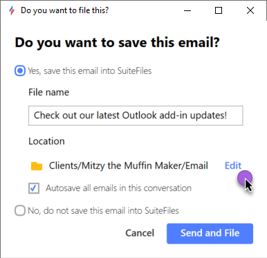 How do I autosave an email conversation in Outlook?