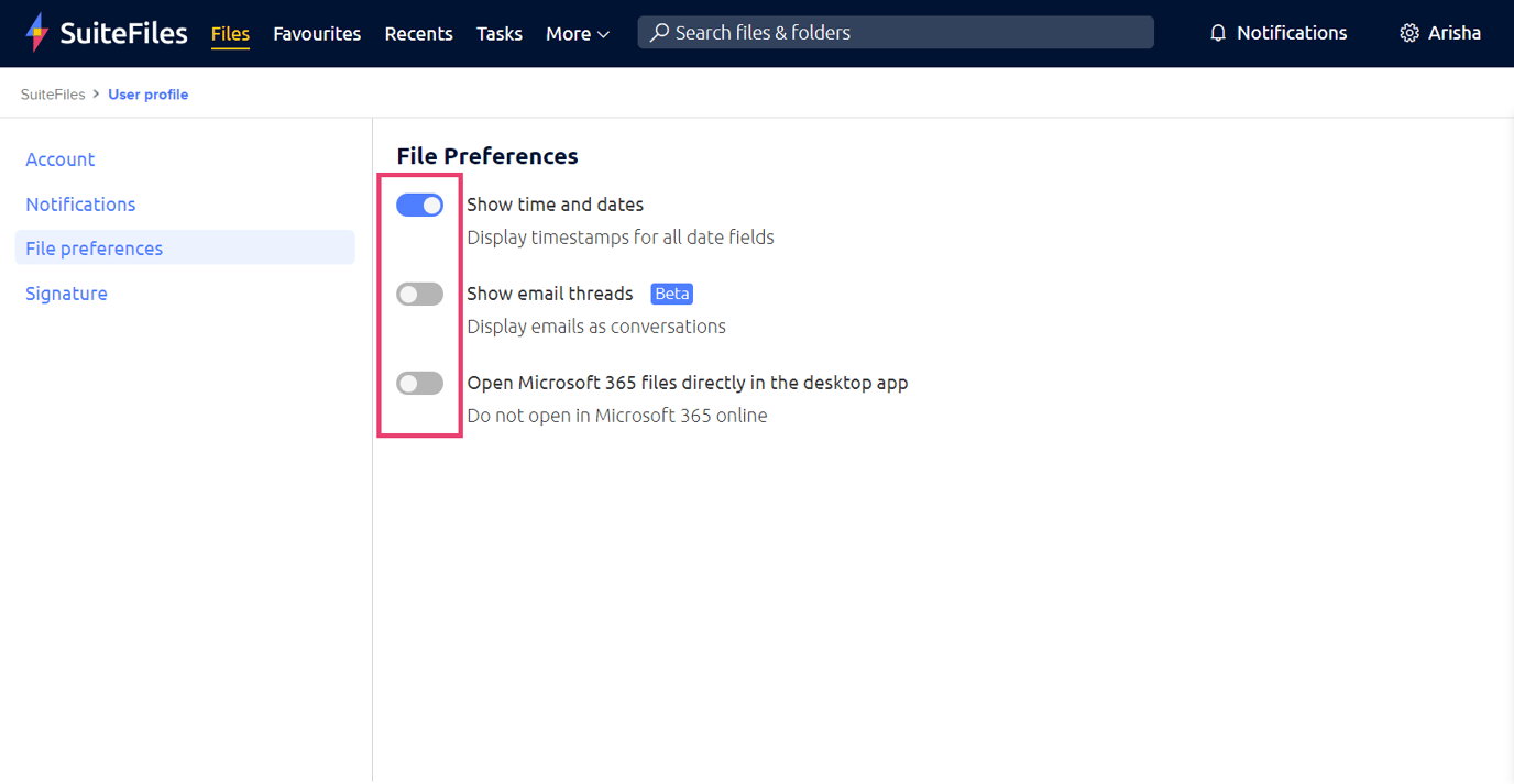 How do I set up my file preferences?