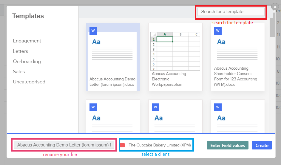 Creating a File from a Template