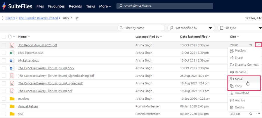 How to move or copy files