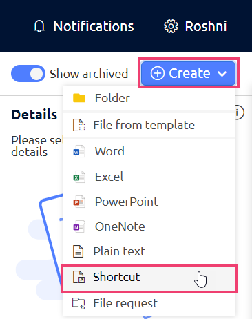 Creating shortcuts to other files or to URL's