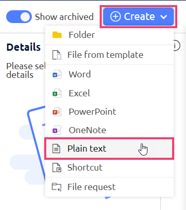 Creating and editing plain text files using markdown