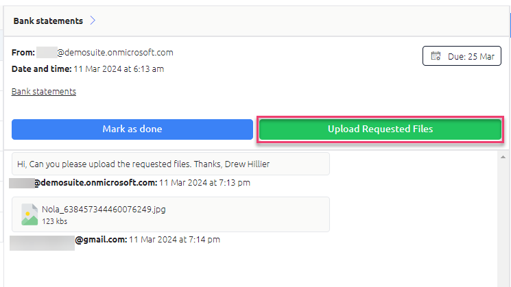 How do I view and complete my file requests in SuiteFiles Connect?