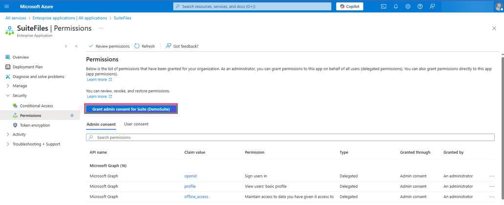 How to check which Microsoft App Permissions have been applied