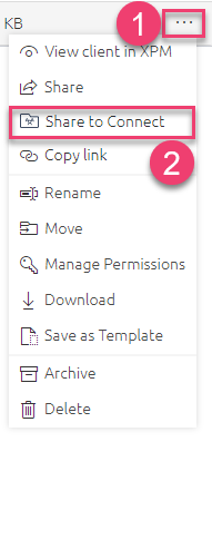 How do I create a connected folder to share with my client?