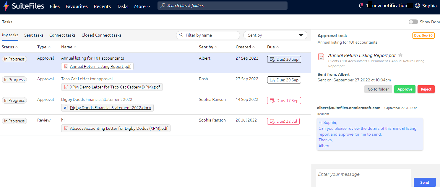 Notifications Side Panel