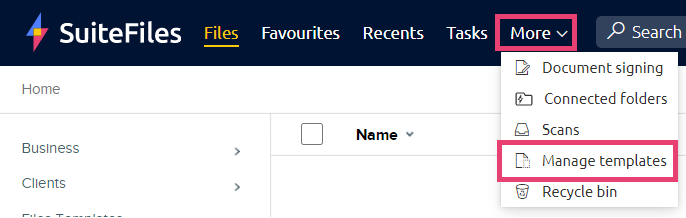 Managing your SuiteFiles Templates