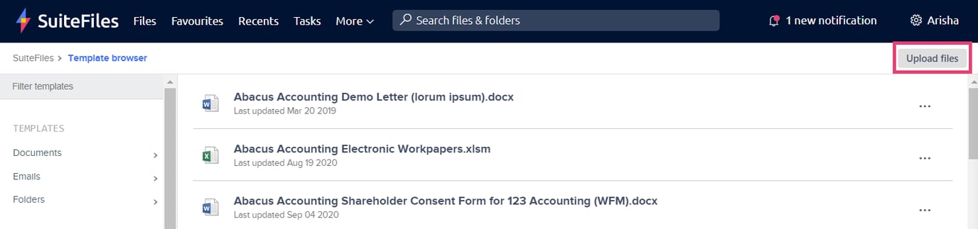 Managing your SuiteFiles Templates