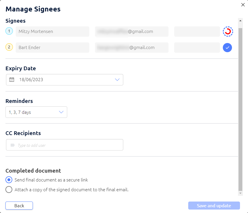 How do I manage signees?