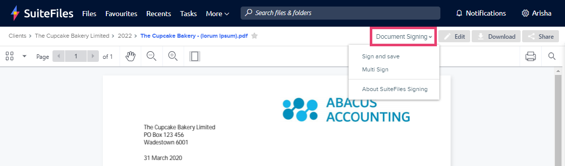 How do I prepare a document for signing?